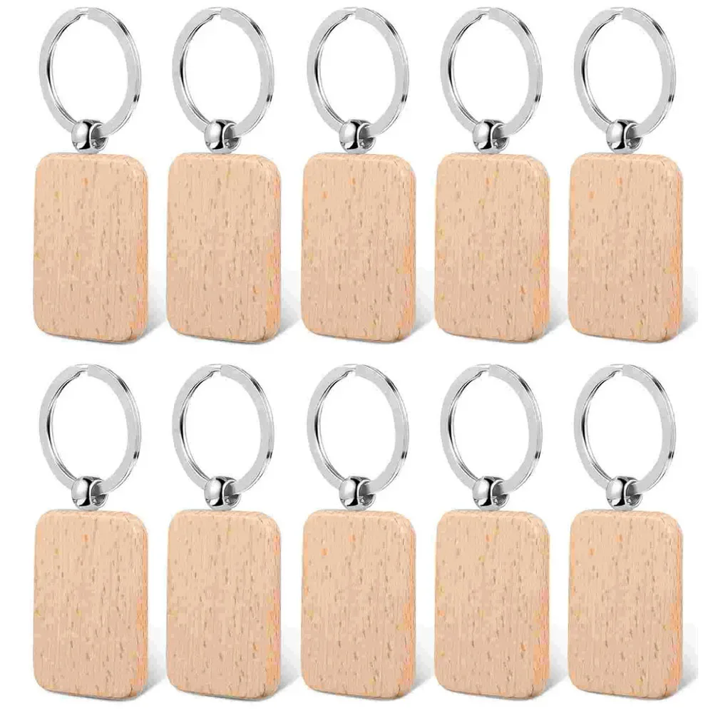10pcs-Rounded-Rectangle-Wood-Keychains-Blanks-Wooden-Keyrings-Suitable ...