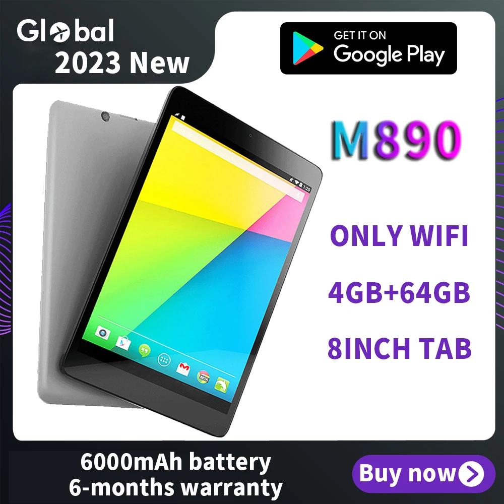 Küresel sürüm M890 8 inç Android 9.0 Tablet 4GB + 64GB Wifi tabletler ...