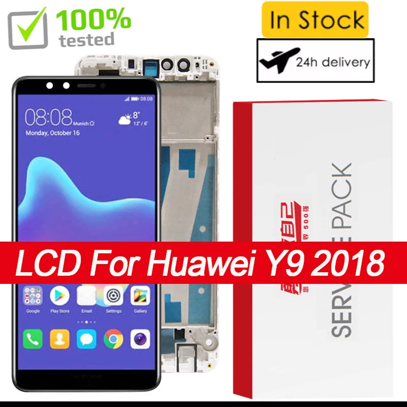 Pantalla LCD 100% Original de 5,93 pulgadas con marco para HUAWEI Y9 2018 Enjoy 8 Plus, montaje ...