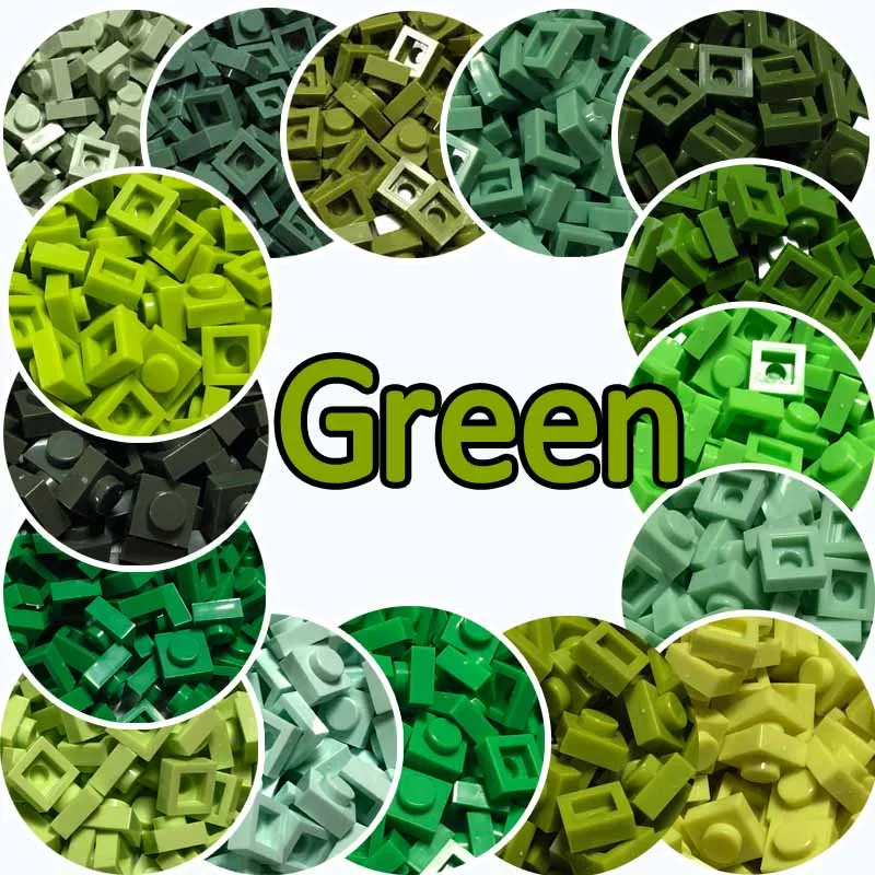Bloques-de-construcci-n-para-ni-os-300-piezas-placa-de-Color-verde-1x1 ...