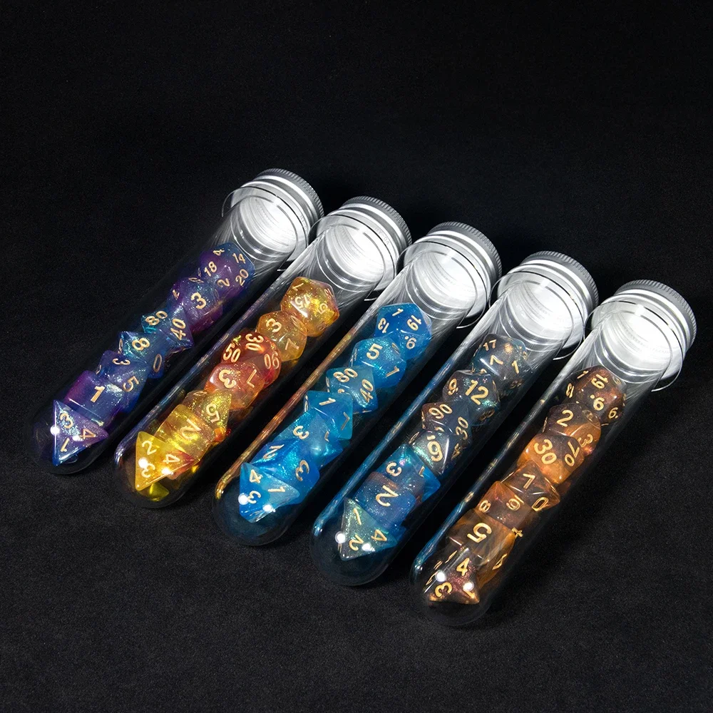 Double-Colors-Polyhedral-DND-Dice-Set-7pcs-D4-D20-with-Tube-Table-Board ...