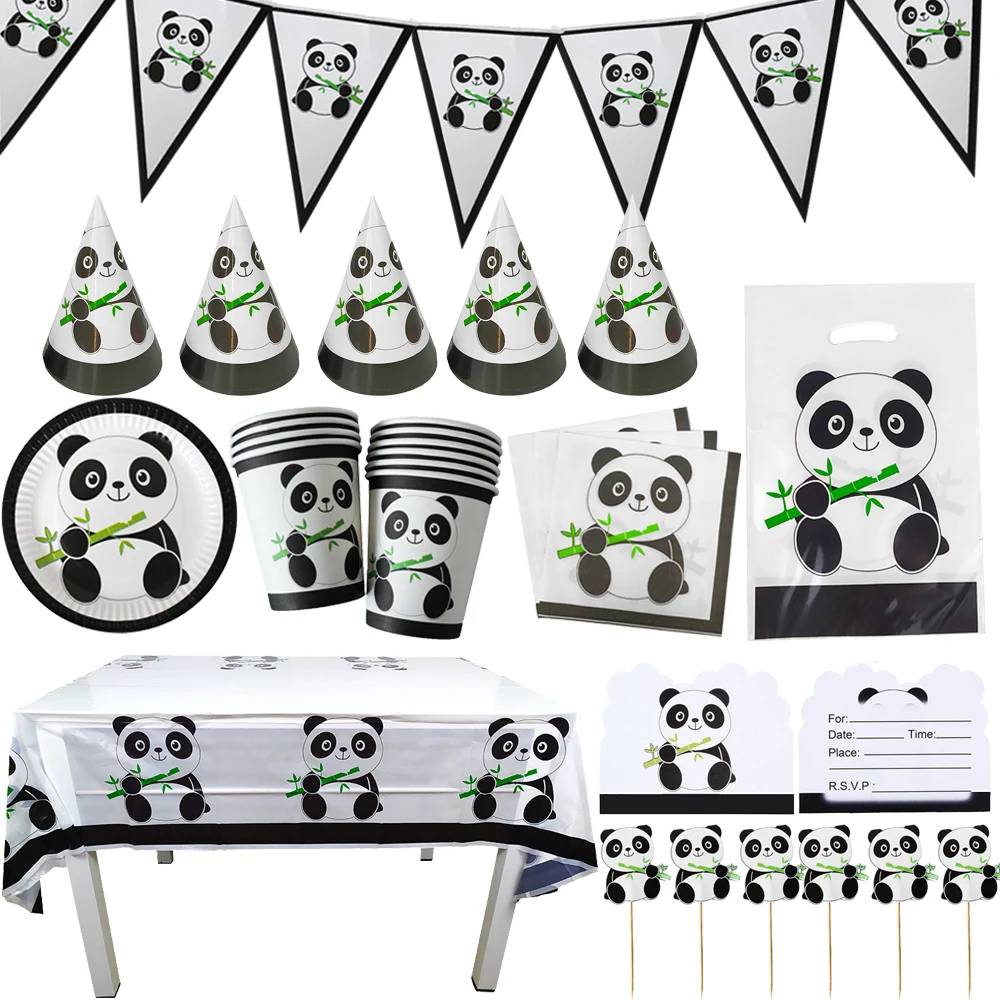 Panda Party Decorations Panda Disposable Tableware Plates Cups Nakpins ...