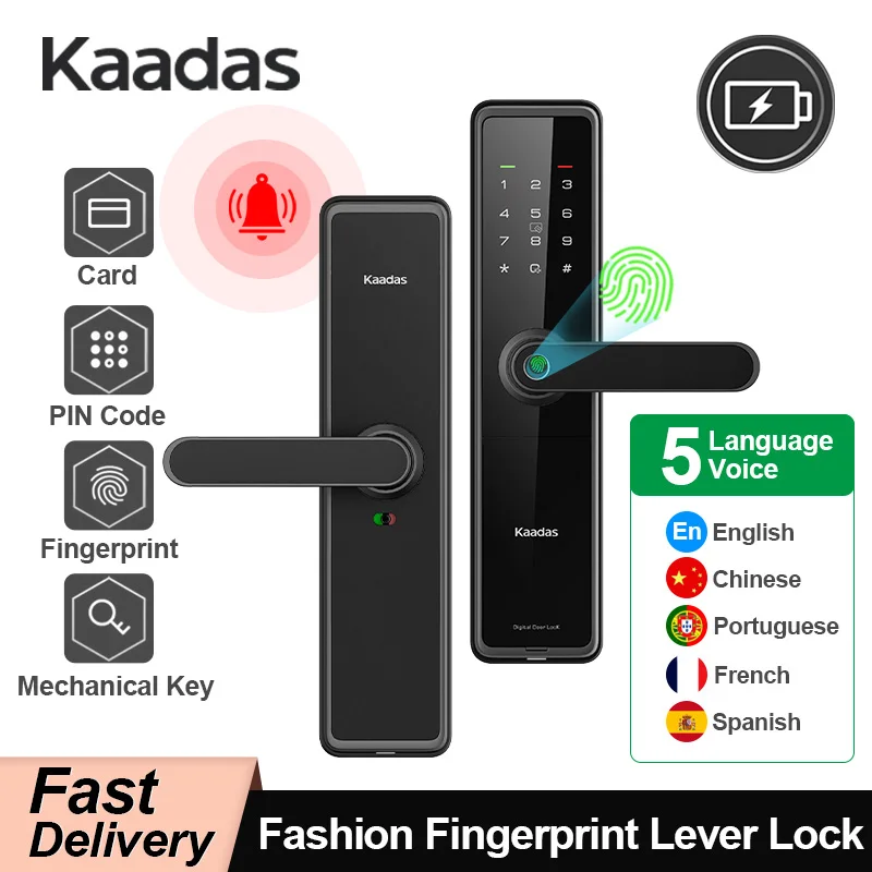 Kaadas-L8-Smart-Door-Lock-Biometric-Fingerprint-Lock-Security-Lever-Electronic-Combination-Lock ...