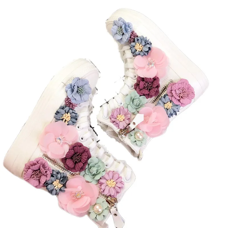 2022-Rhinestone-Floral-Casual-Platform-High-Tops-Canvas-Shoes-for-Women ...