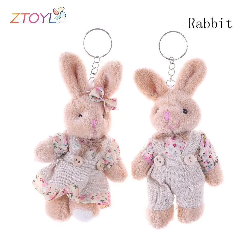 1-Pair-11cm-Floral-Cloth-Teddy-Bear-Rabbit-Bunny-Dolls-Key-Bag-Pendants ...