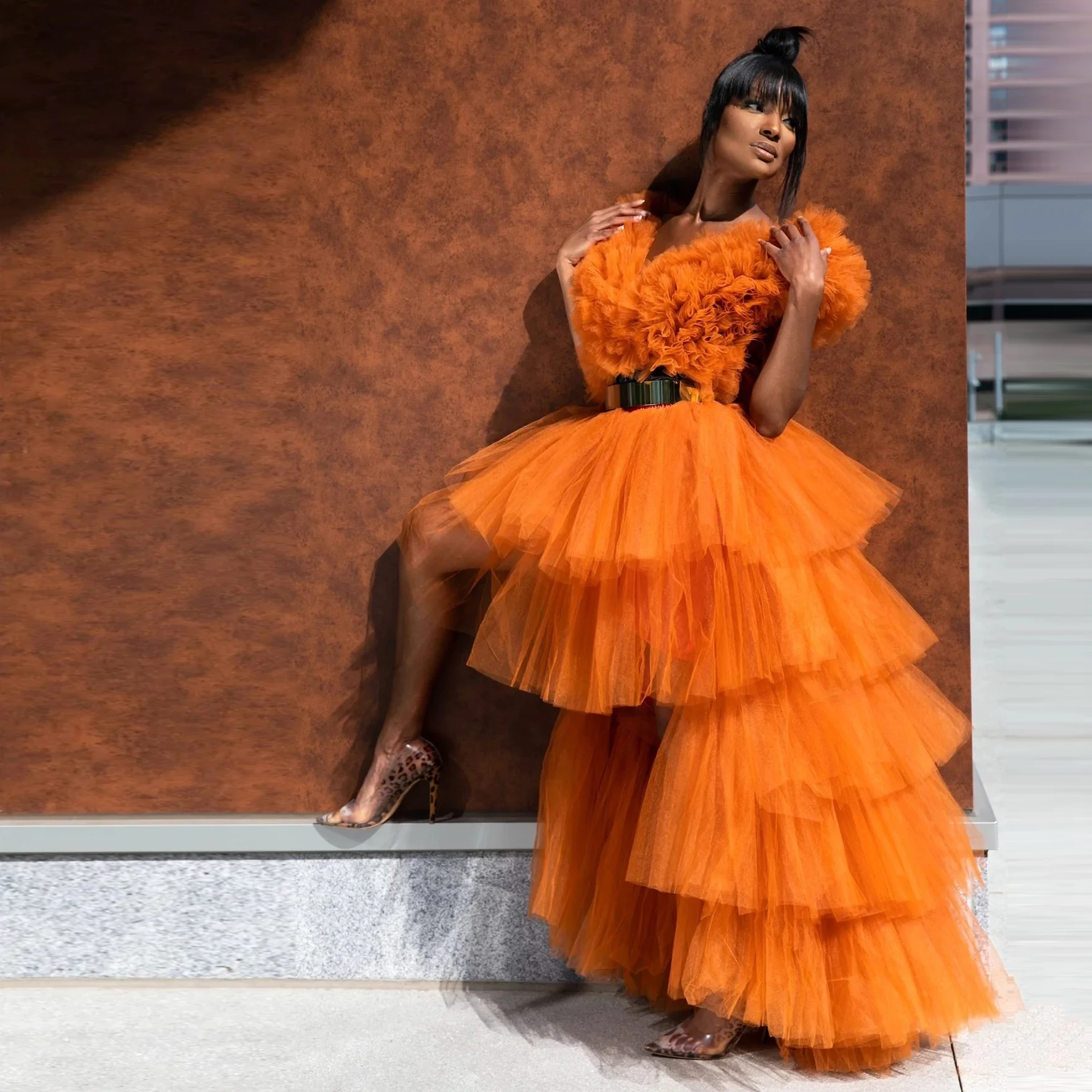 Burnt Orange High Low Tulle Women Maxi Dresses To Birthday Prom Party 2 ...