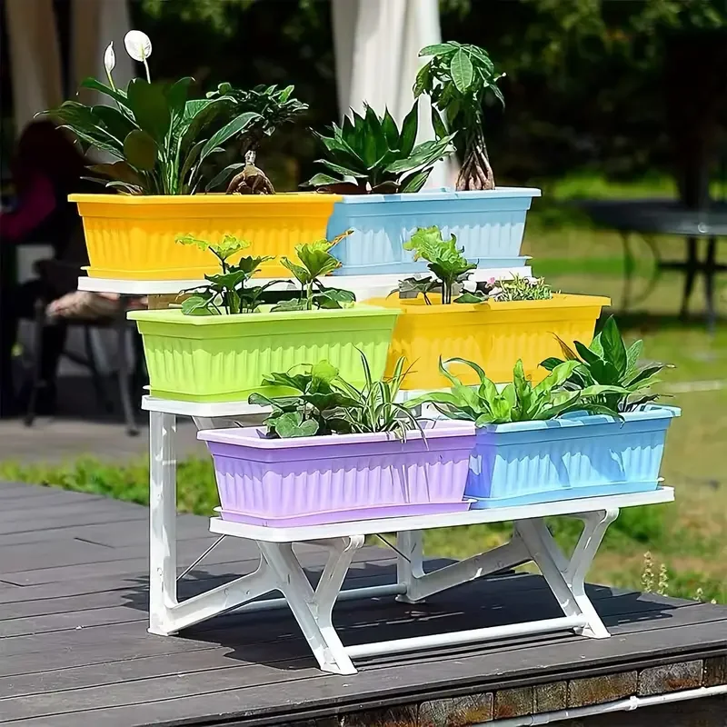 Plastic-Square-Flower-Pot-With-Drainage-Holes-Garden-Vegetables-Growing ...