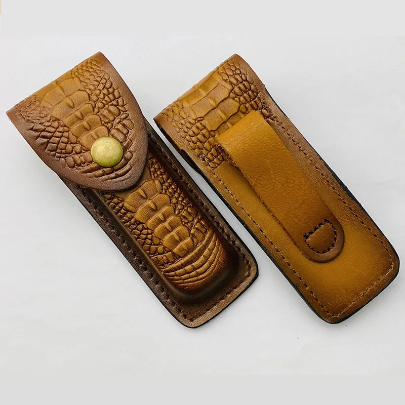 1PC cowhide knife case Leather Sheath Pouch Folding Knife Cover Pocket ...