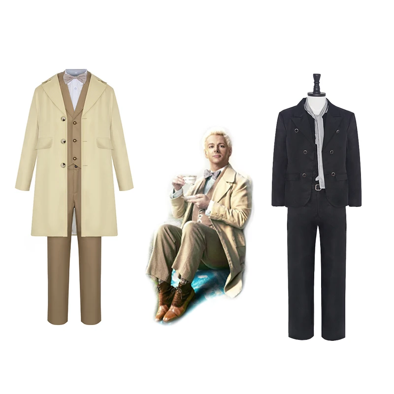 Aziraphale Crowley Movie Good Omens Cosplay Costume Overcoat Suits Man ...