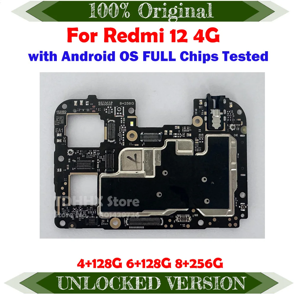 100% Original Unlocked For Xiaomi Redmi 12 4G Version Motherboard 256gb ...