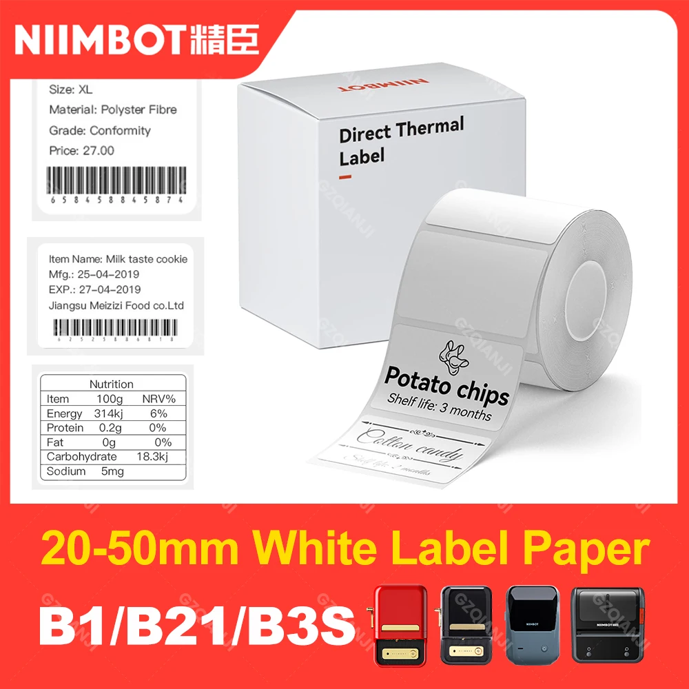 Niimbot-White-Paper-Label-Printer-para-Mini-Labeller-Mobile-Label-Maker ...