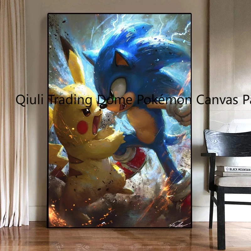 Pintura en lienzo de dibujos animados de Pokémon Anime Pikachu War ...
