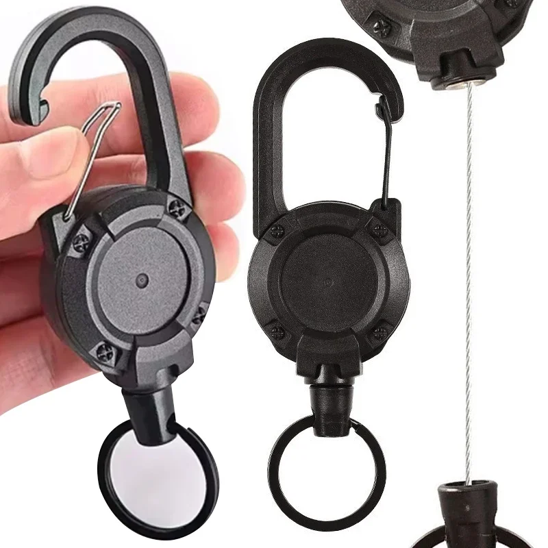 Retractable-Heavy-Duty-Pull-Reel-Carabiner-Key-Chains-Strong-Steel-Wire ...