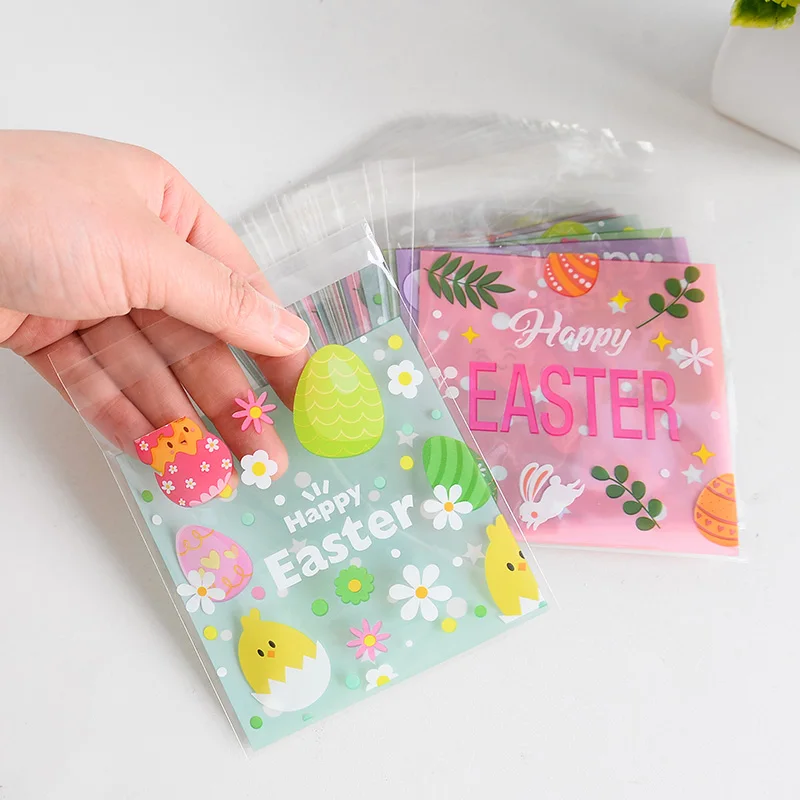 100Pcs Easter Candy Cookie Bag Cute Bunny Eggs Gift Snack Packaging ...