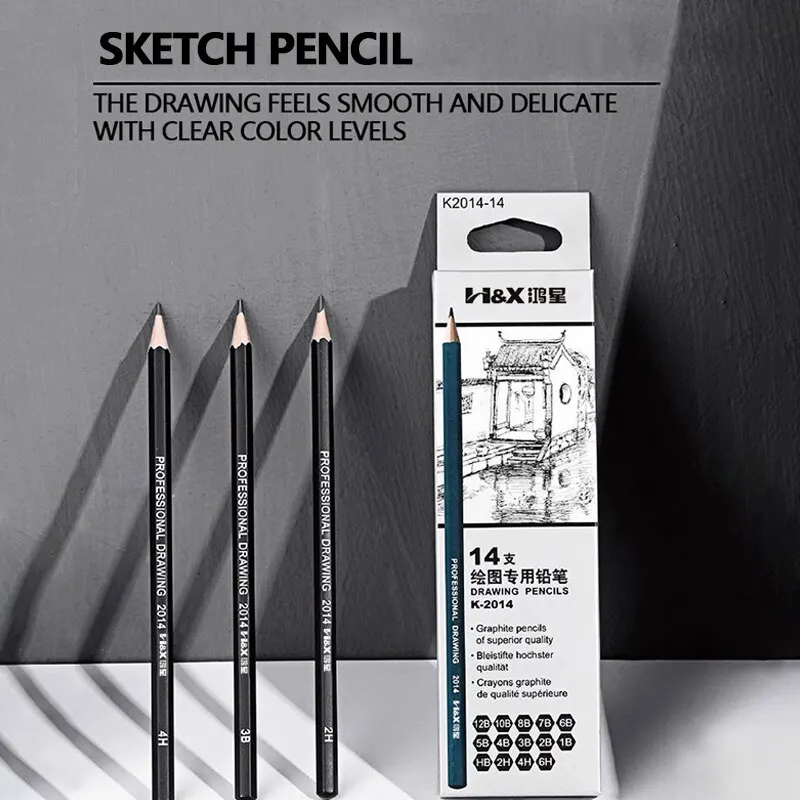 Professional Drawing Sketching Pencil Set, 14 Pieces Art Pencils Graphite Shading Pencils for ...