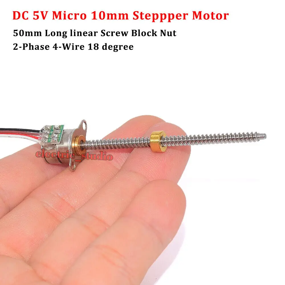DC 5V 2 phase 4 wire Micro 10mm Stepper Motor Mini 50mm Stroke Long ...