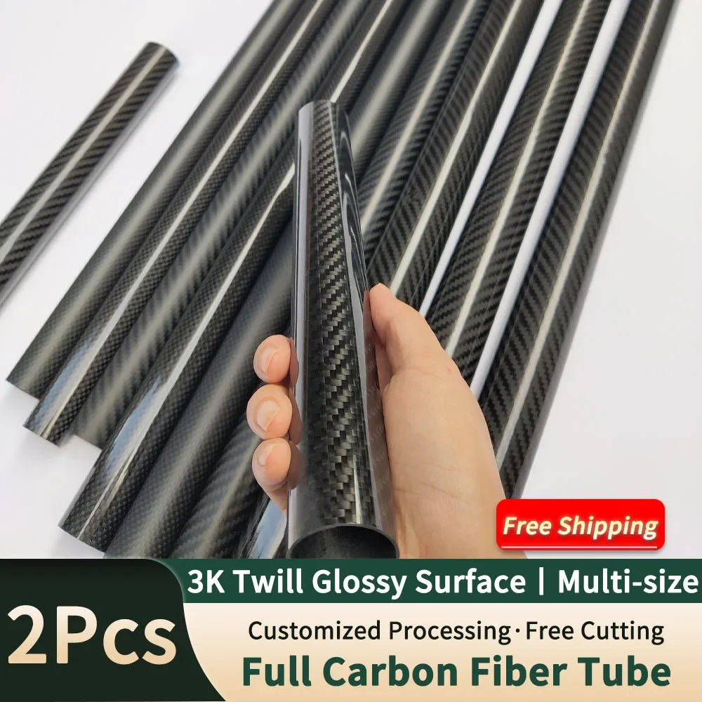 2pcs-3K-Twill-Glossy-Carbon-Fiber-Tube-High-hardness-Composite-Material ...