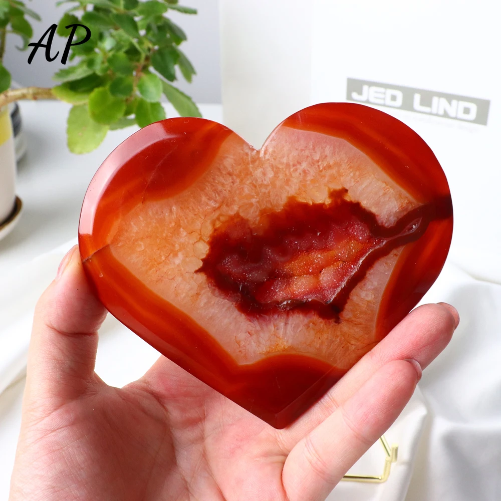 1pc Natural Crystal Red Agate Cluster Carnelian Heart Crystal Love ...