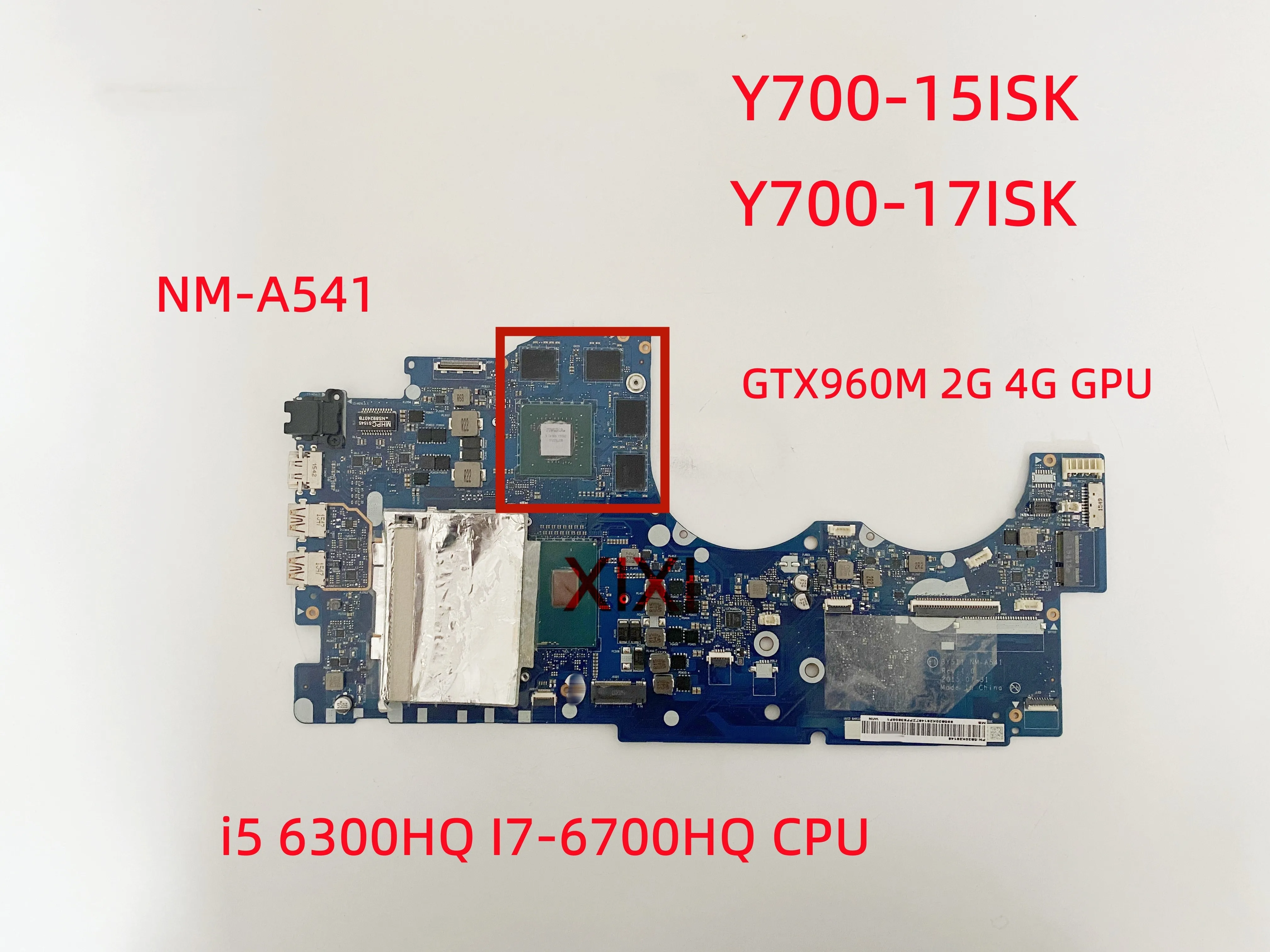 By511 NM-A541 For Lenovo ideapad Y700-15ISK Y700-17ISK Laptop motherboard i5 6300HQ I7-6700HQ ...