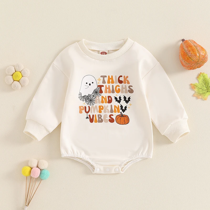 Halloween-Baby-Outfit-Girl-Boy-Bodysuits-Crewneck-Bubble-Sleeve-Pumpkin-Letter-Ghost-Print ...