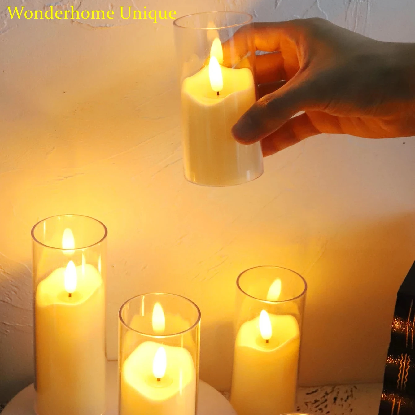 1-12Pc Acrylic Flameless Candle Swing Electronic Candles LED Light for ...