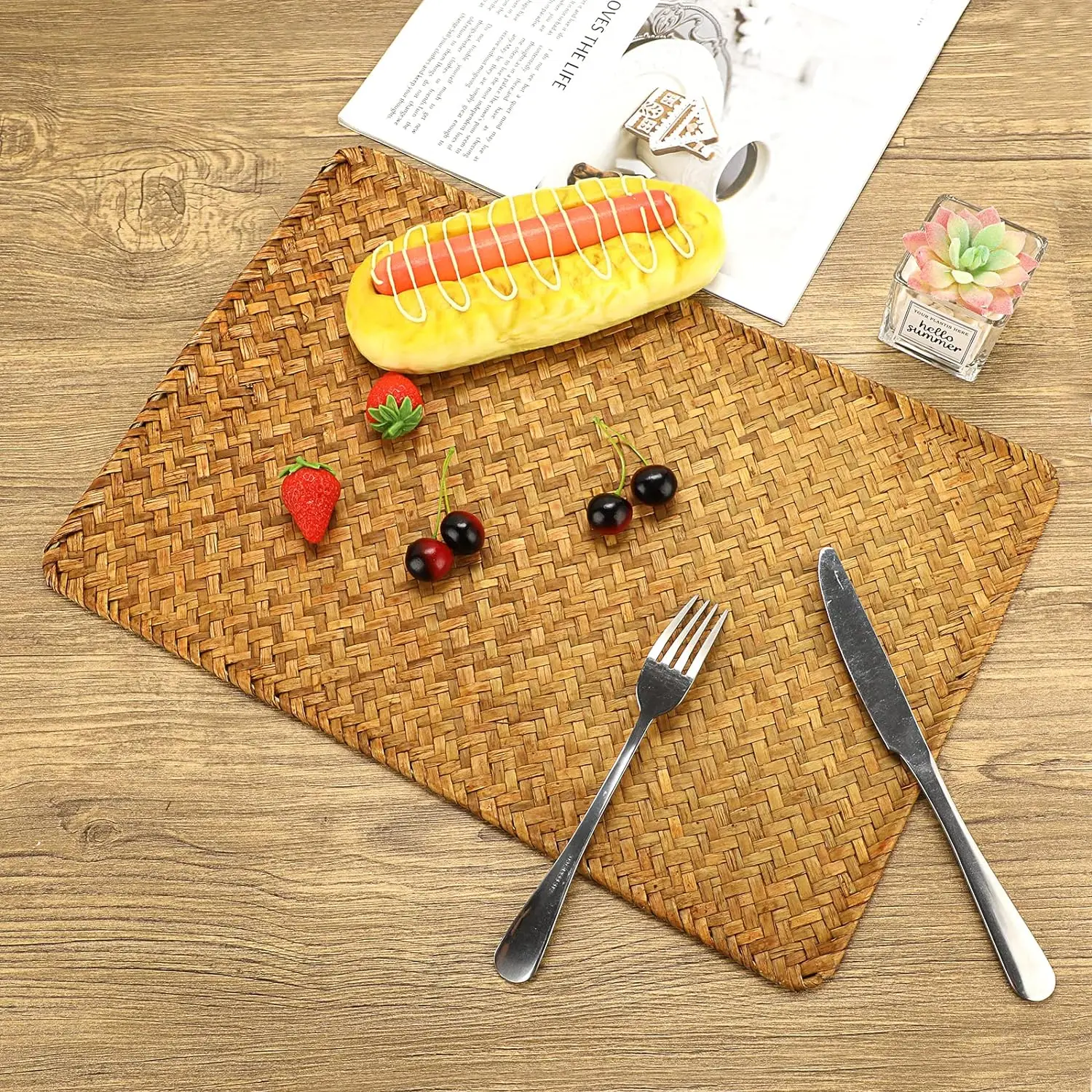 45X30CM-Creative-Dining-table-Natural-Seagrass-hand-woven-Placemat ...