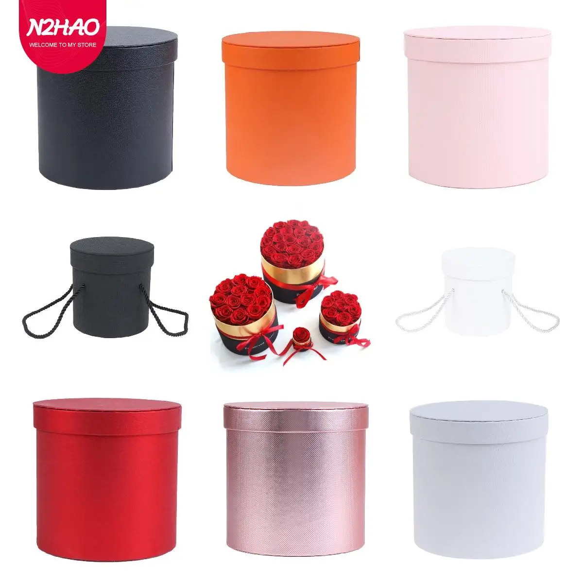 1Pc Round Flower Paper Boxes Flowers Hug Bucket Lid Plush Toy Florist ...