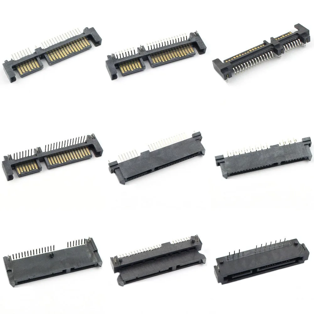 5pcs Sata 7+15 22 Pin Connector Female Male Straight Right Angle DIP SMT SMD Interface Socket ...