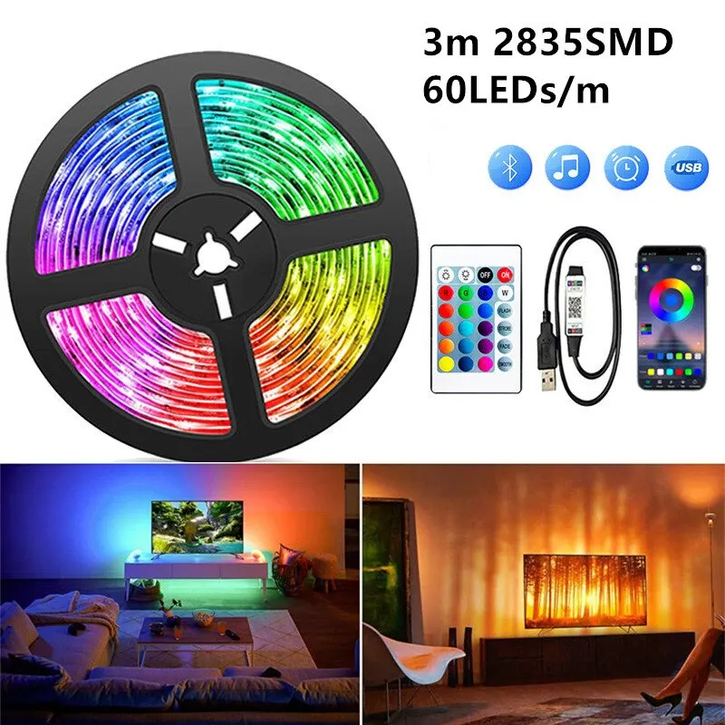 Led Light Strip Set Rgb Colorful Usb Bluetooth App Smart 24-key Light ...