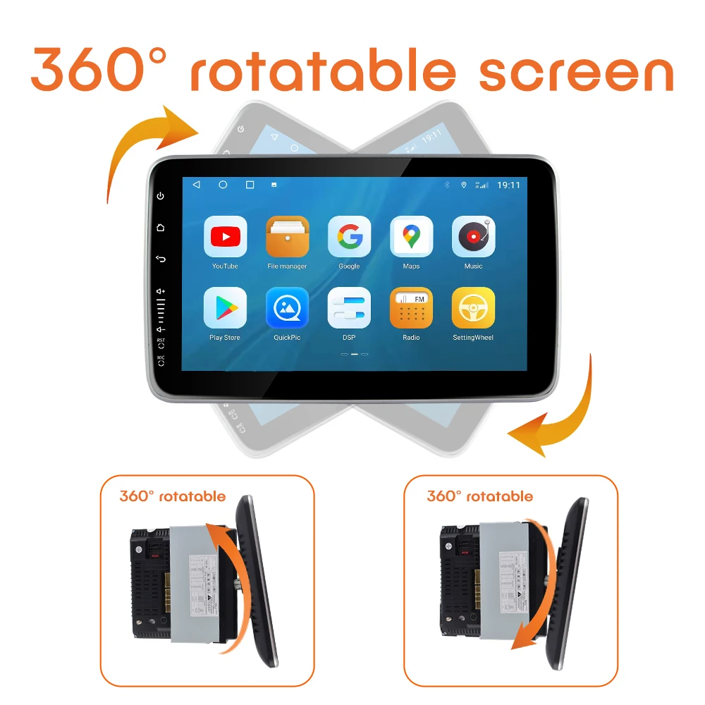 Carlaoer 1Din 9inch Android Car Multimedia Player Universal Rotatable ...