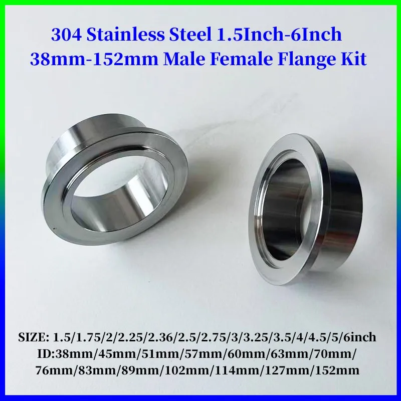 304-Stainless-Steel-Exhaust-Pipe-Male-Female-Flange-Kit-1-5Inch-6Inch ...