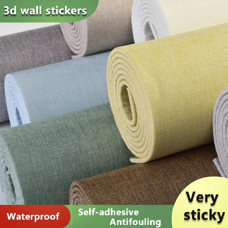 Linen Thermal Insulation Self Adhesive Foam Wall Covering Waterproof ...