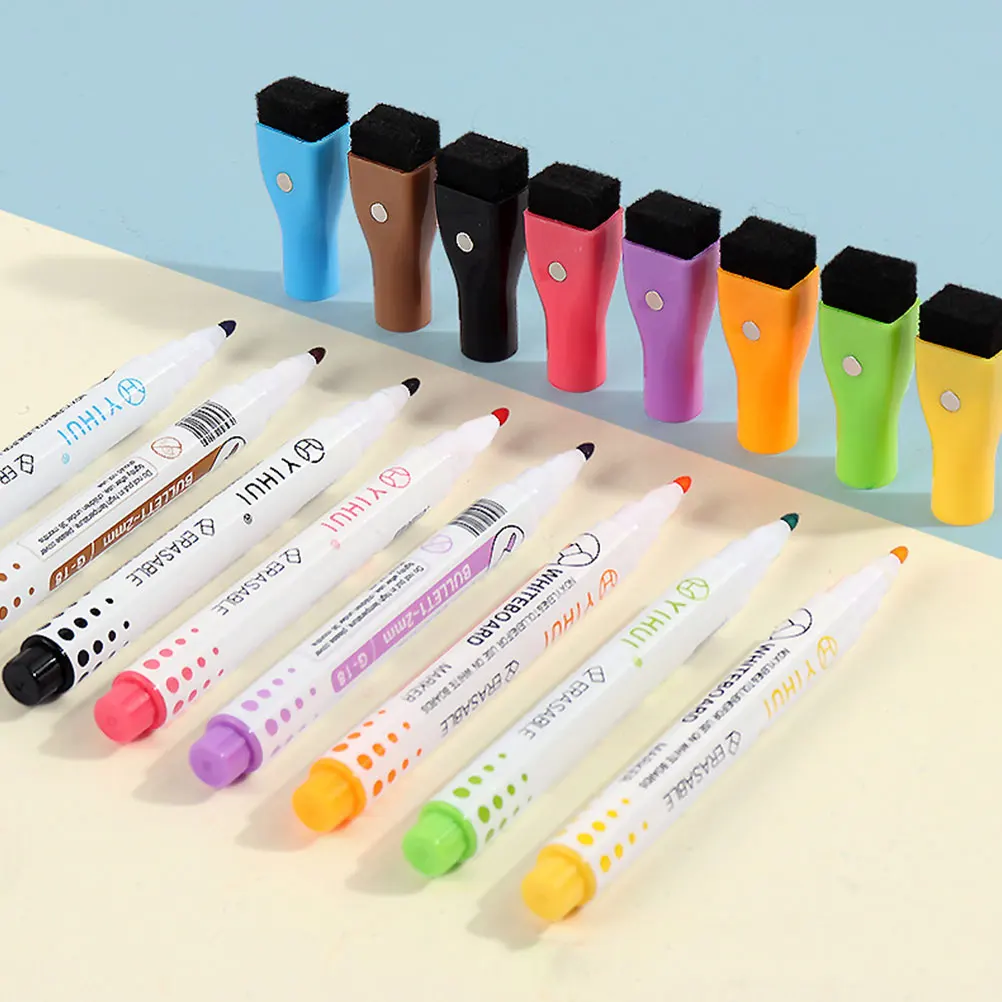 8Pcs Dry Erase Markers Whiteboard Markers with Eraser Colored Erasable ...