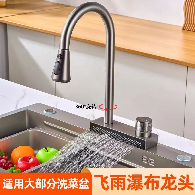 Kitchen-Faucet-Washing-Basin-Stainless-Steel-Pull-out-Flying-Rain ...
