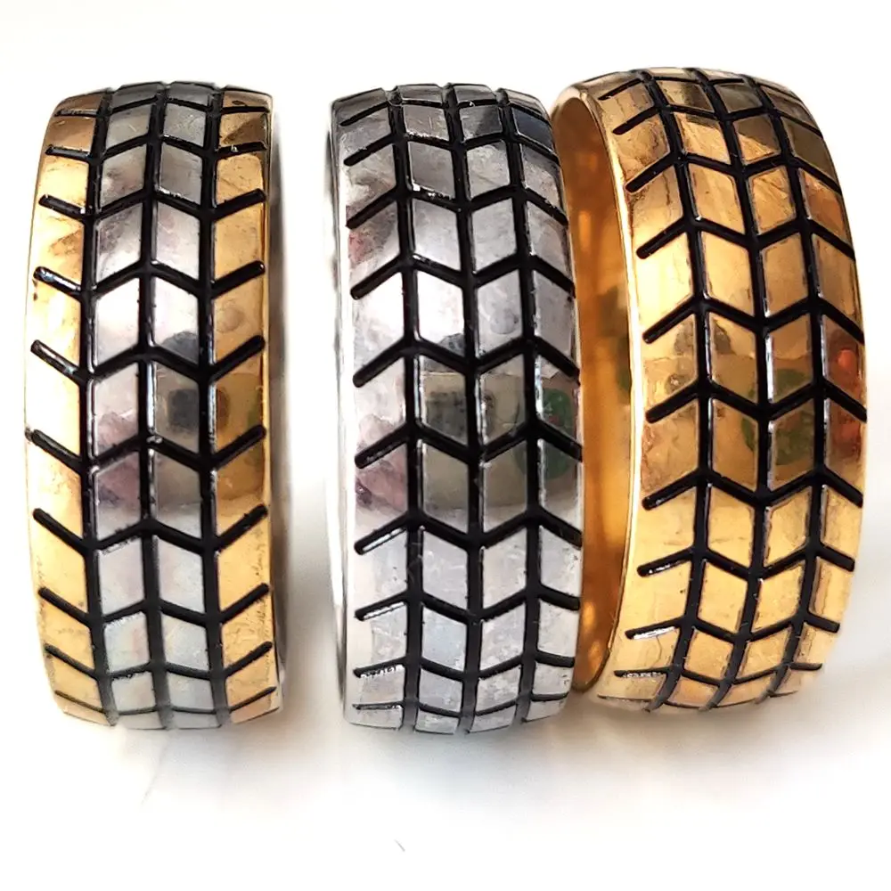 Wholesale 20/30pcs New Design Stainless Steel Motorcycle Tire Rings For Men Hip Hop Punk Unique ...