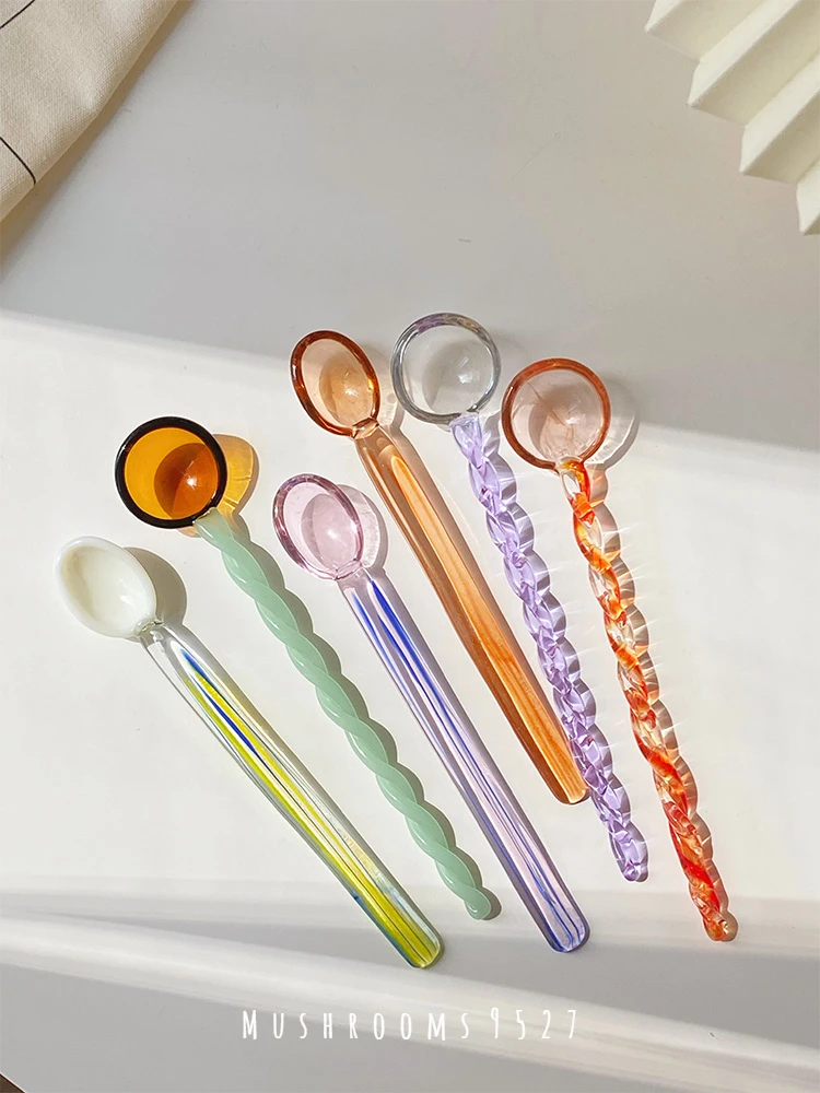 Colored-Glass-Spoon-Long-Handle-for-Dessert-Coffee-Spoon-Milk-Stirring ...