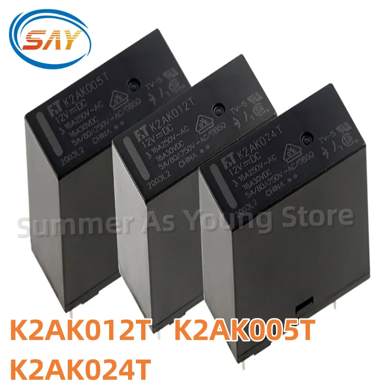 5PCS/lot FTR- K2AK005T K2AK012T K2AK024T 5V 12V 24V DC 16A 4PIN Power ...