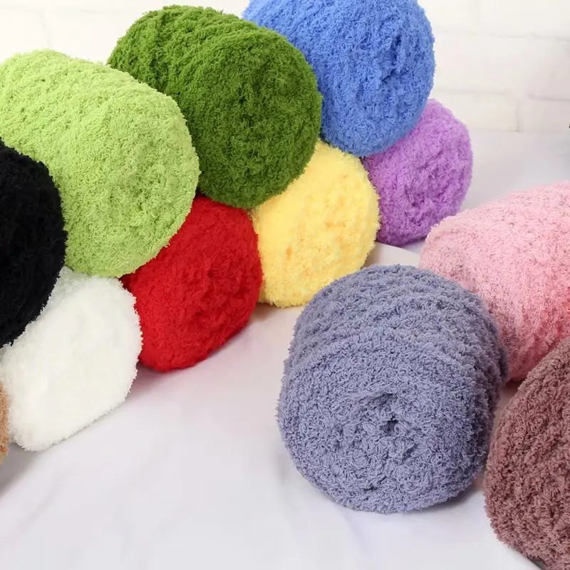 100g/Pc Velvet Chenille Yarn Super Soft 3ply Crochet Yarn Anti-Pilling ...