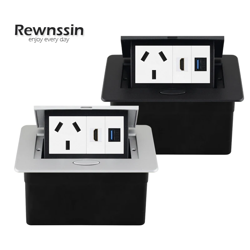 Rewnssin-Australian-AU-Socket-Concealed-Plugs-Metal-Double-Connector ...