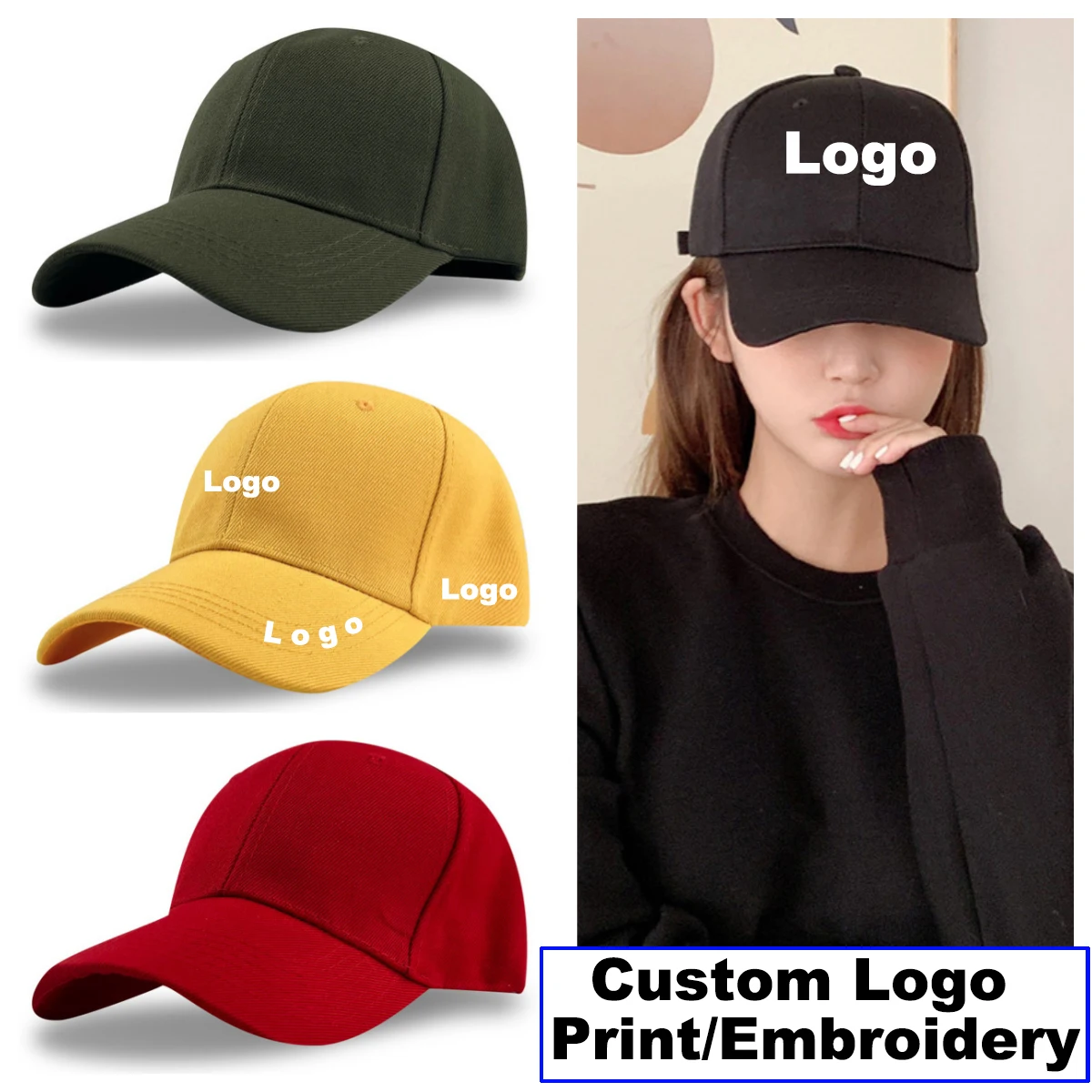 Custom Logo Hut Unisex Baseball Cap Männer Frauen Snapback Hut Casual ...