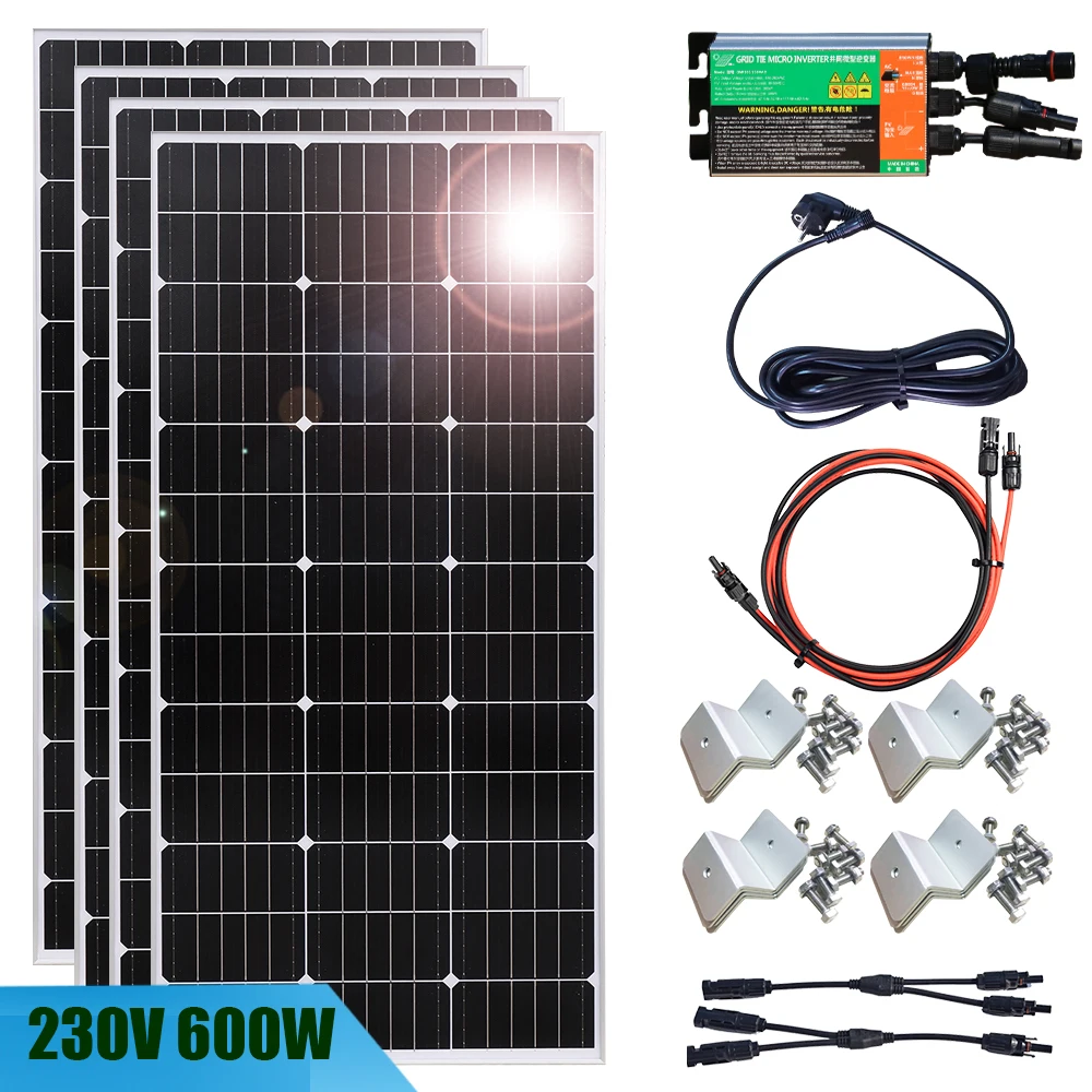 600W Glass Solar Panel System Photovoltaic Panel Solar Balcony Home for ...