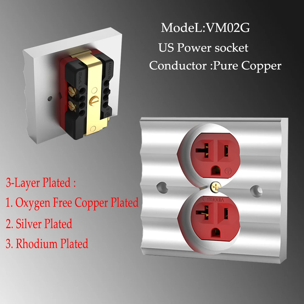 High Quality Viborg VM01G Pure Red Copper Gold Plated US AC Power ...