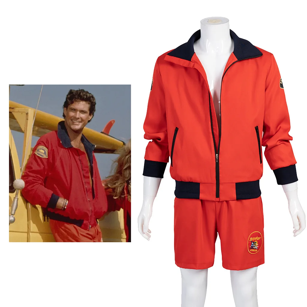 Baywatch-David-Hasselhoff-Cosplay-Costume-Uniform-Beach-Style-Red ...