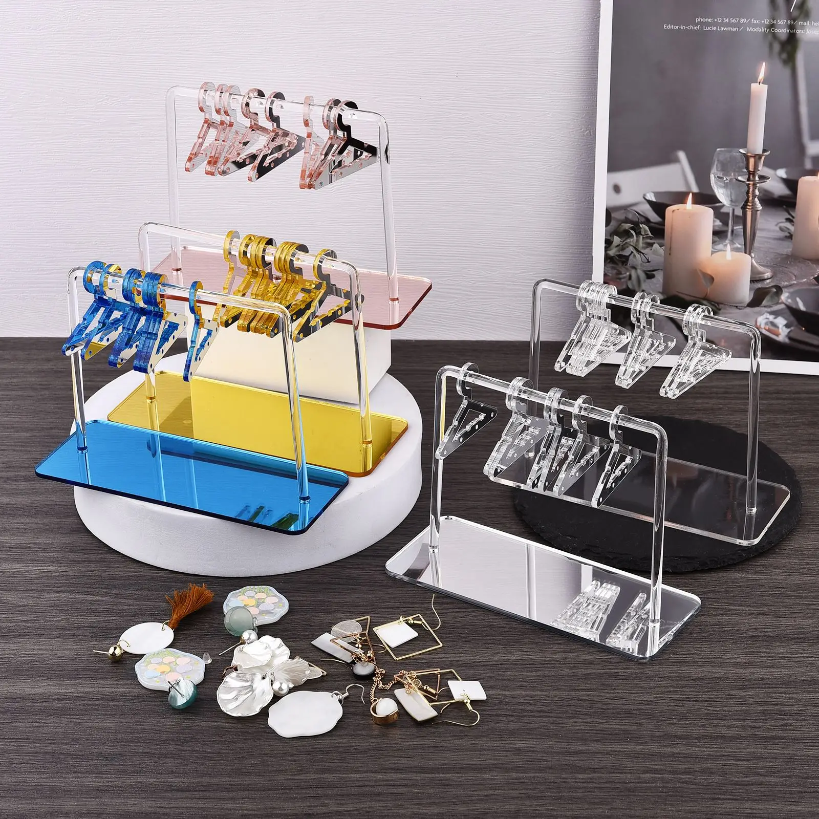 8pcs-Coat-Hanger-Shape-Earrings-Stand-Organizer-Acrylic-Hanger-Polymer ...