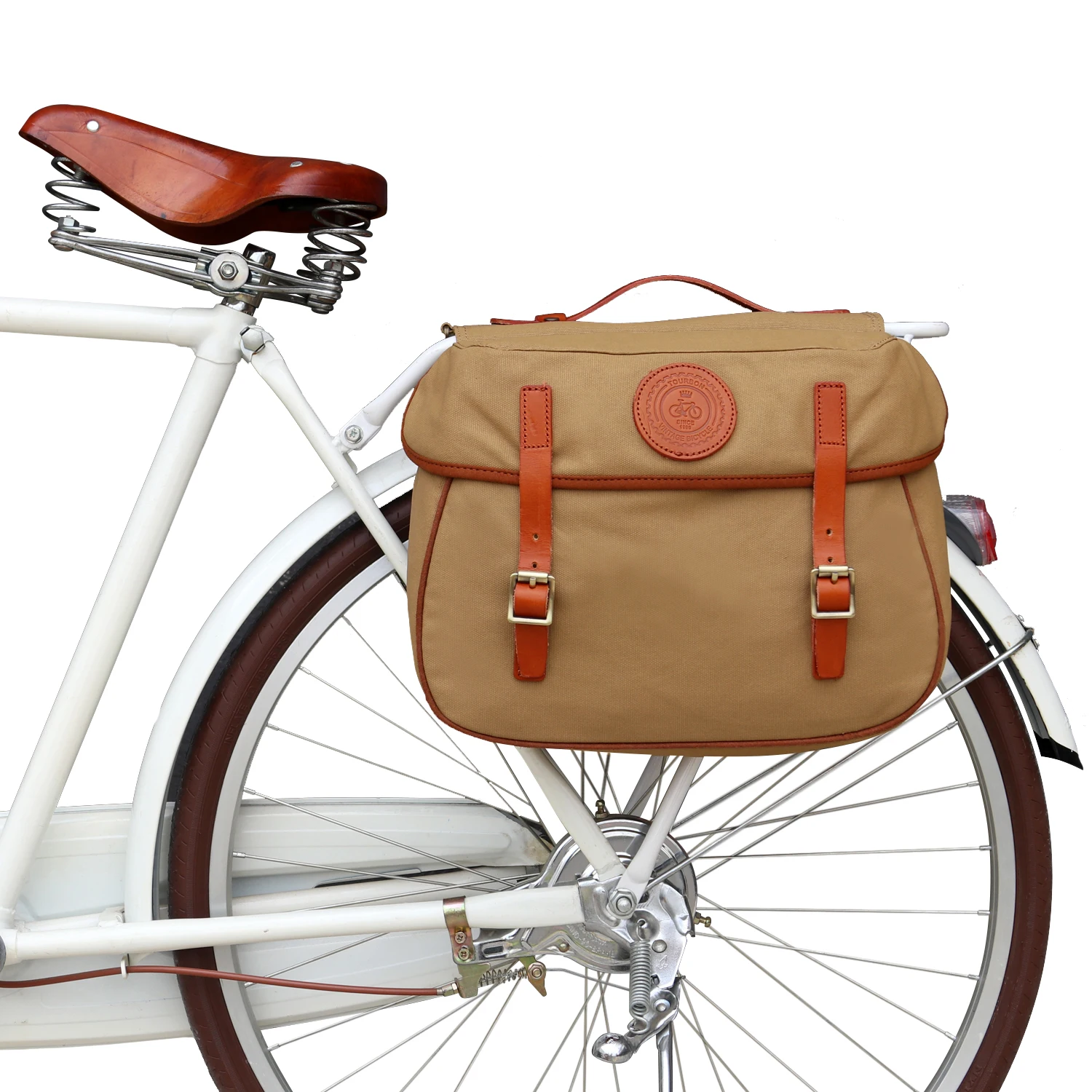 Tourbon Vintage Bicycle Pannier Bag Rear Rack Trunk Bike Backseat ...
