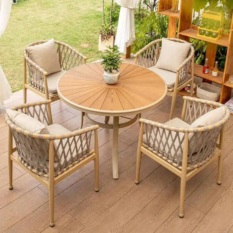Nordic outdoor table and chair five-piece combination light luxury one ...