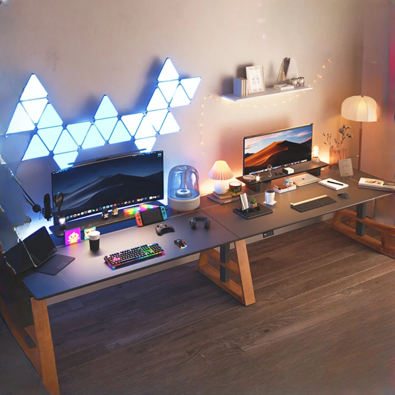 Smart-core-double-standing-electric-lifting-table-solid-wood-office ...