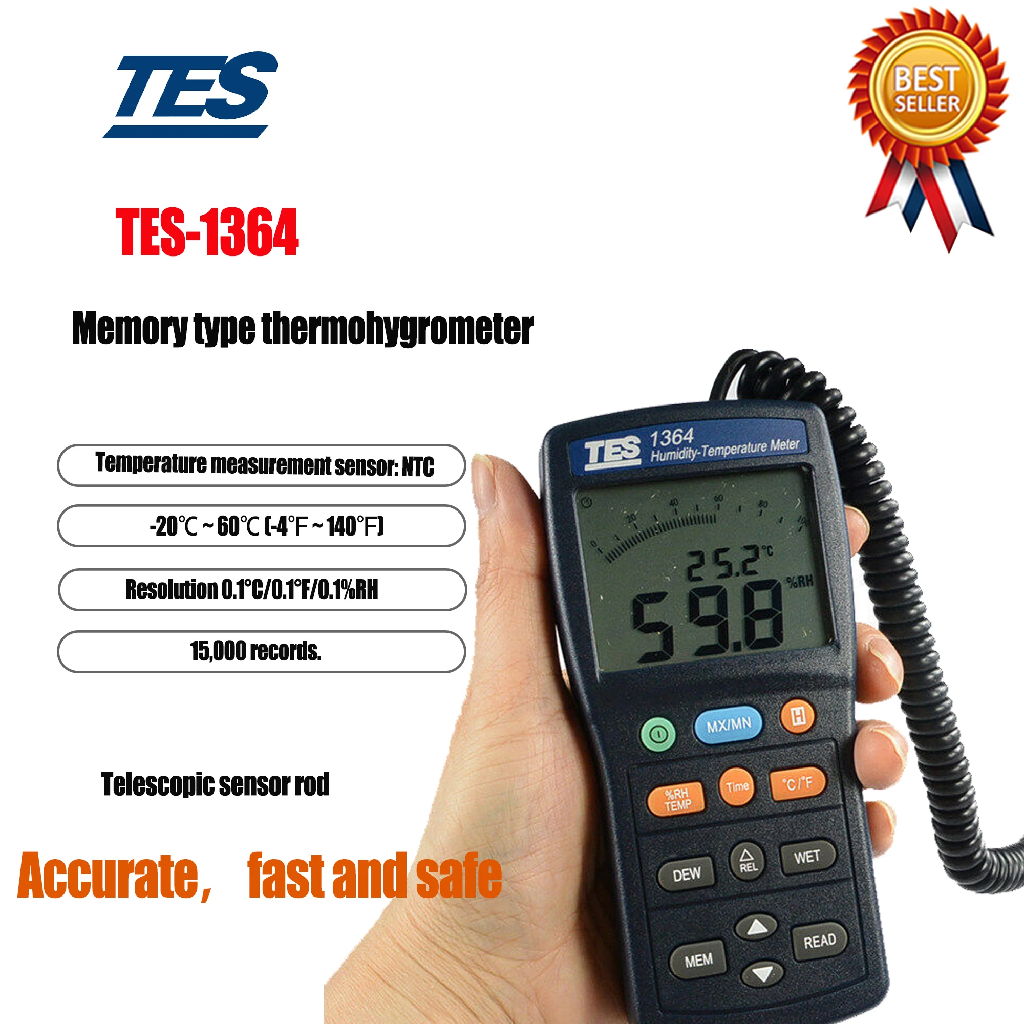 TES-1364-Humidity-Temperature-Meter-Dual-LCD-Display-With-Bargraph ...