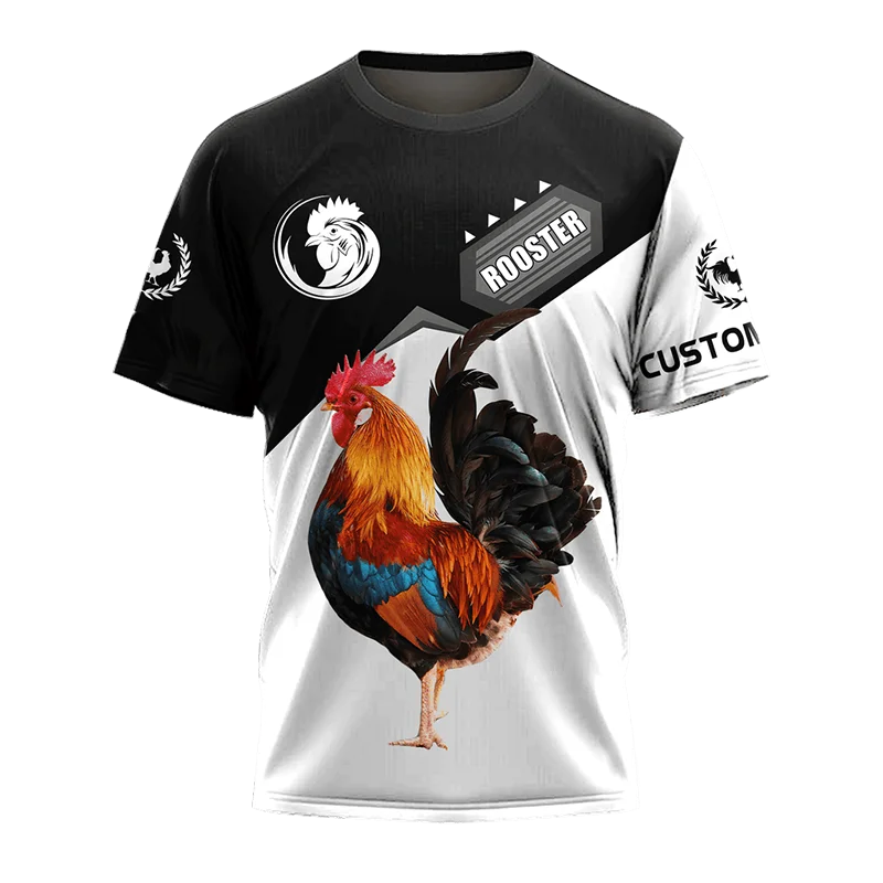 Rooster-Graphic-Mens-T-Shirts-for-Men-Clothing-Oversize-Tees-Shirt-3D ...