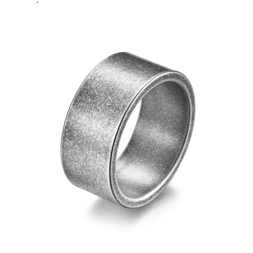 10mm Simple Titanium Steel Ring Brushed Large Ring for Men Matte Gold ...